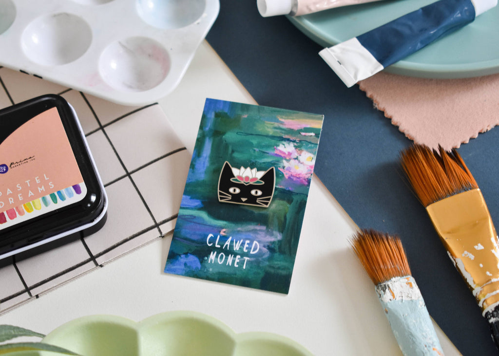 Clawed Monet Cat Artist Pin – Maker+Stitch